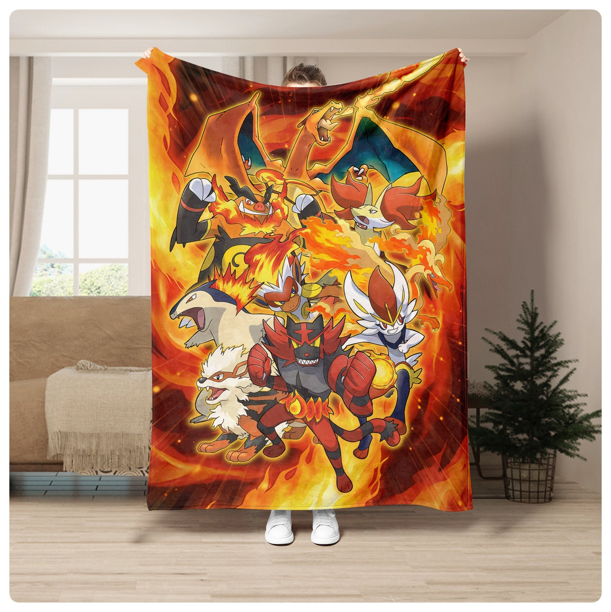 PKM Blanket PKM Fire Type Charmeleon Charmander Charizard Blanket Oran ...