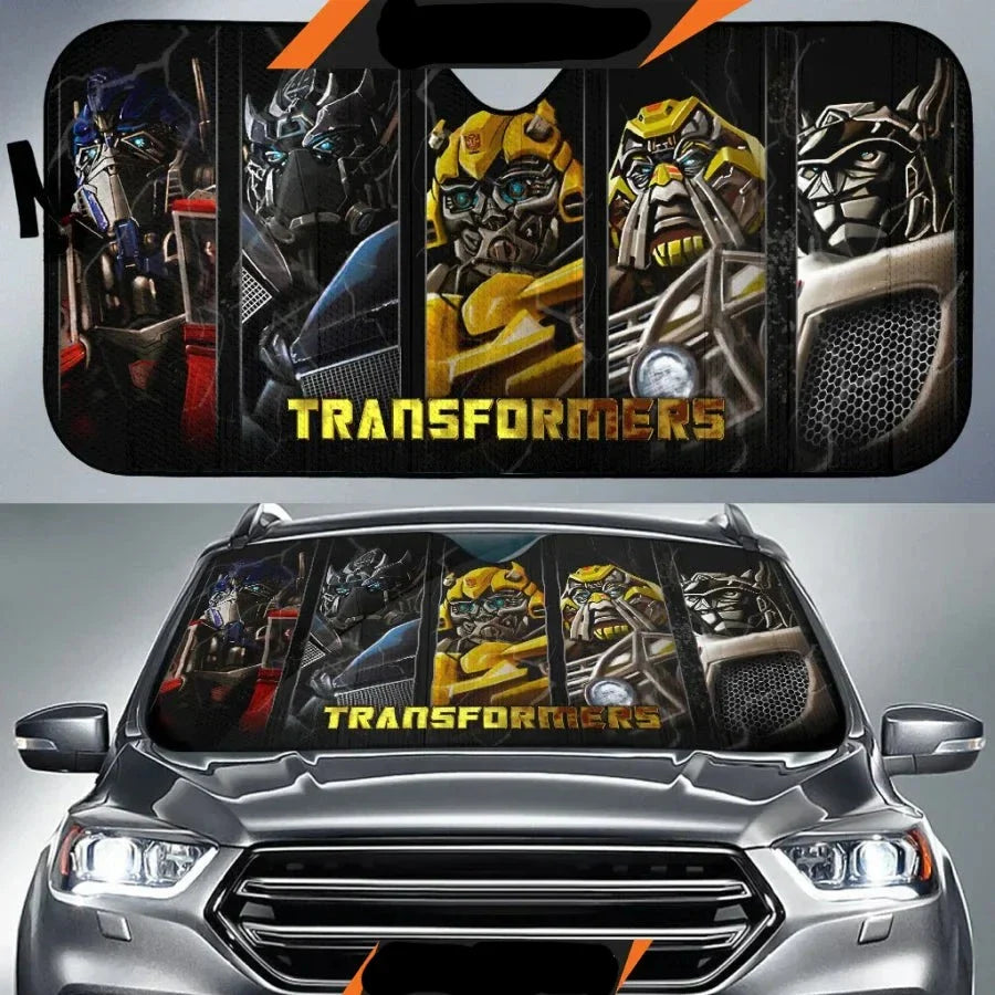 Transformer Car Sun Shade Transformer Bumblebee And Autobots Graphic W ...