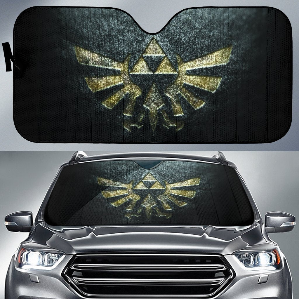 Legend Of Zelda Car Sun Shade Legend Of Zelda The Tri-force Symbol Win ...