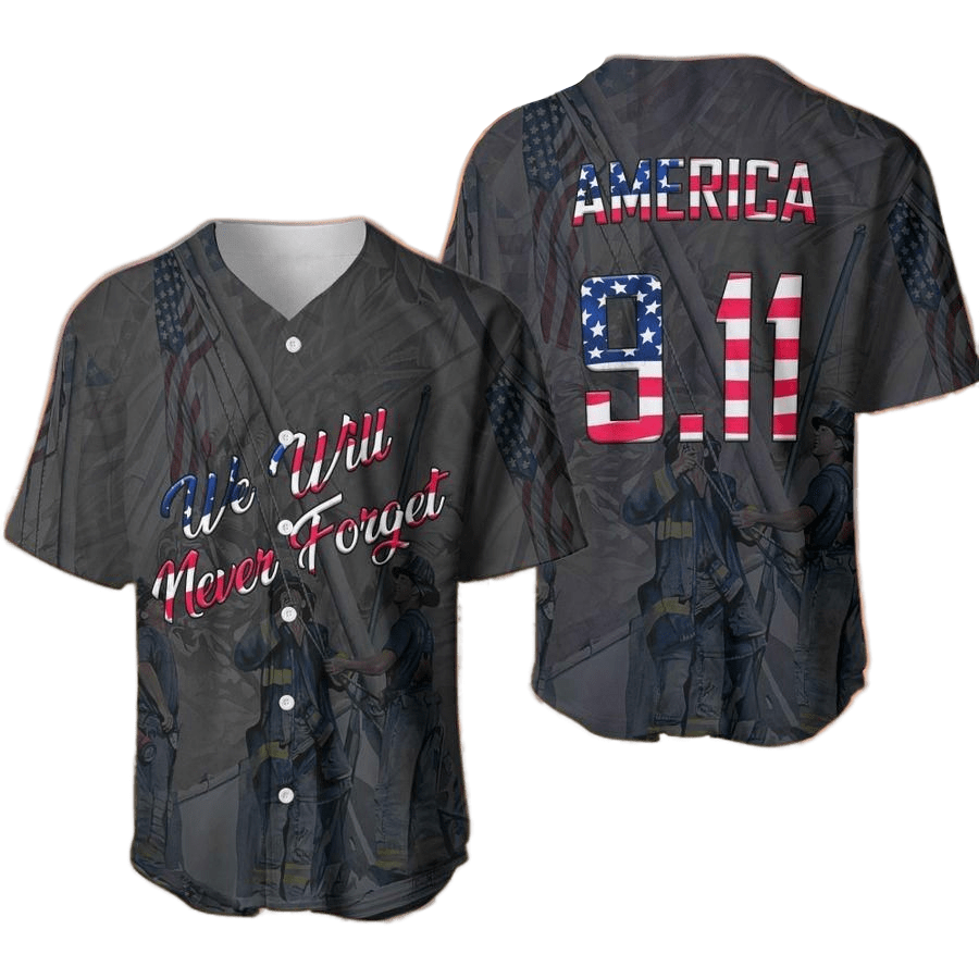 Patriot Day Jersey We Will Never Forget America 9-11 Grey Jersey Shirt ...