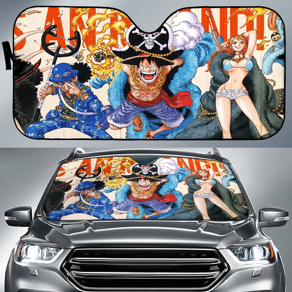 One Piece Windshield Shade One Piece Team Luffy The Pirate King Car Su ...