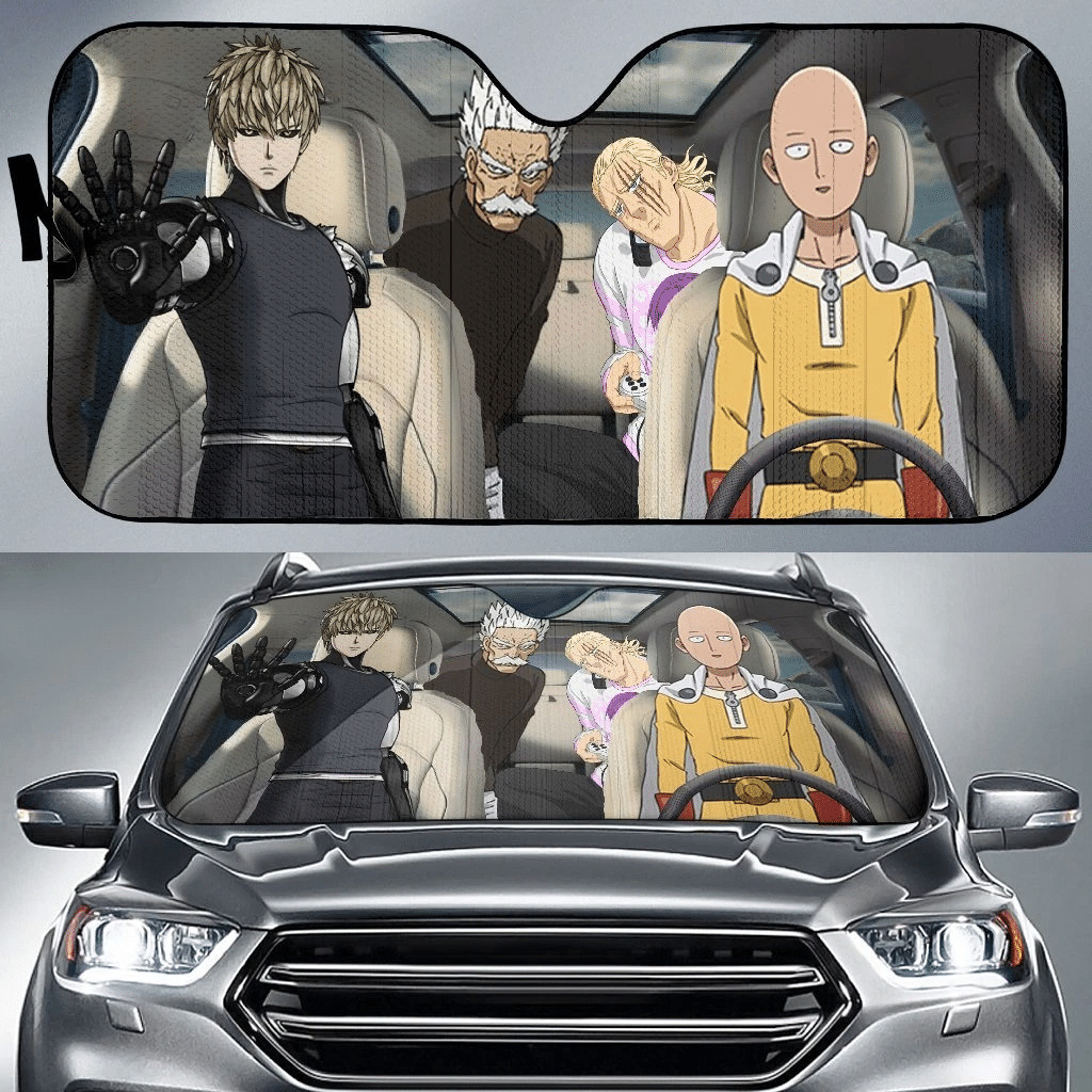 One Punch Man Windshield Shade One Punch Man Heros On Car Car Sun Shad ...
