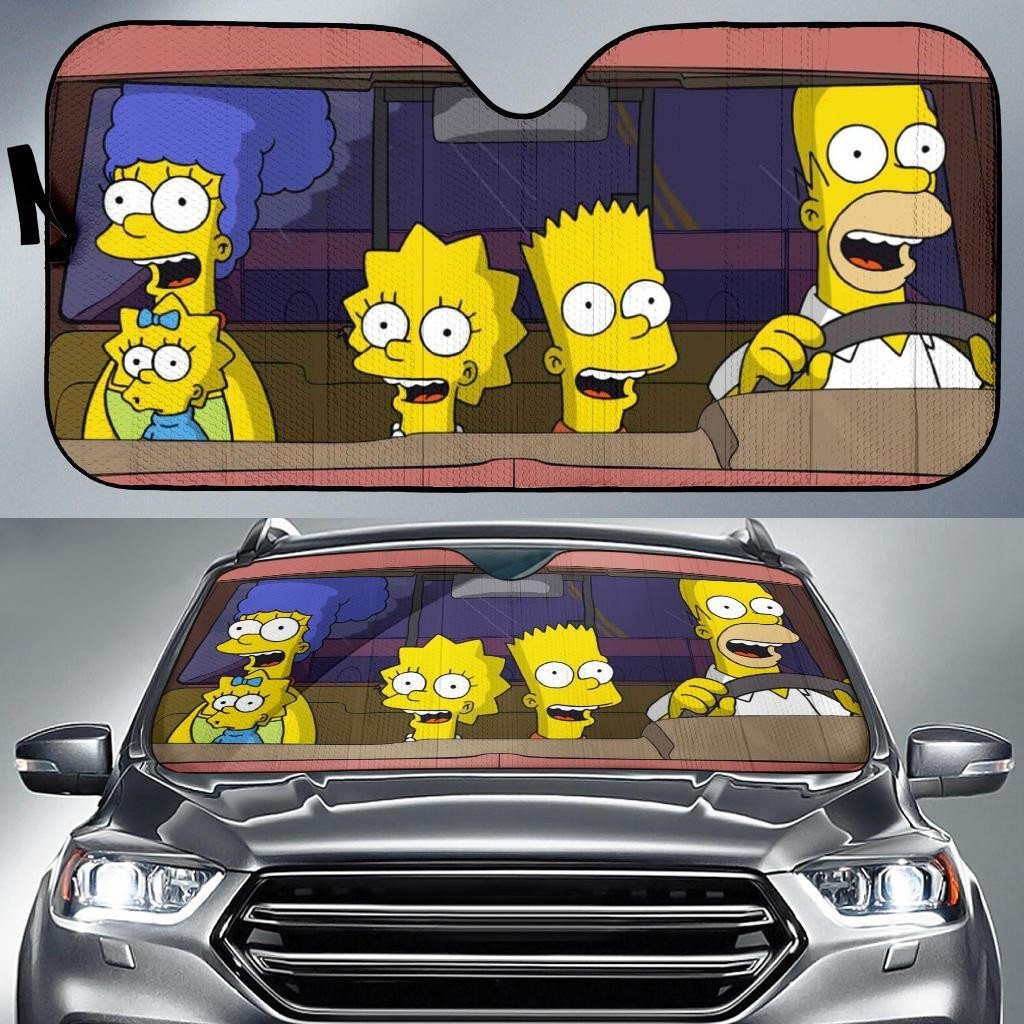 The Simpsons Windshield Shade The Simpsons Family Driving Car Sun Shad ...