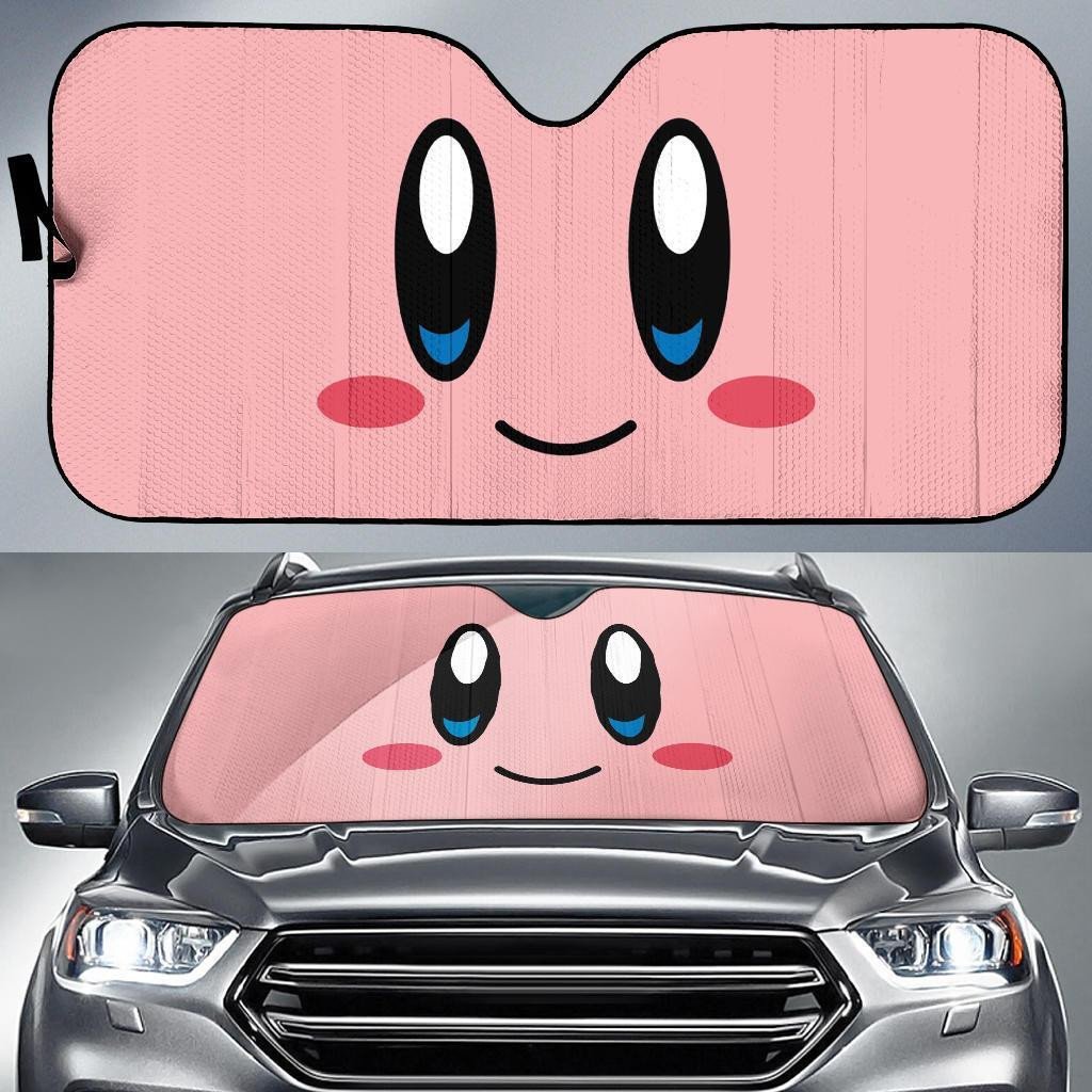 Kirby Windshield Shade Kirby Face Cute Pink Car Sun Shade Kirby Car Su ...