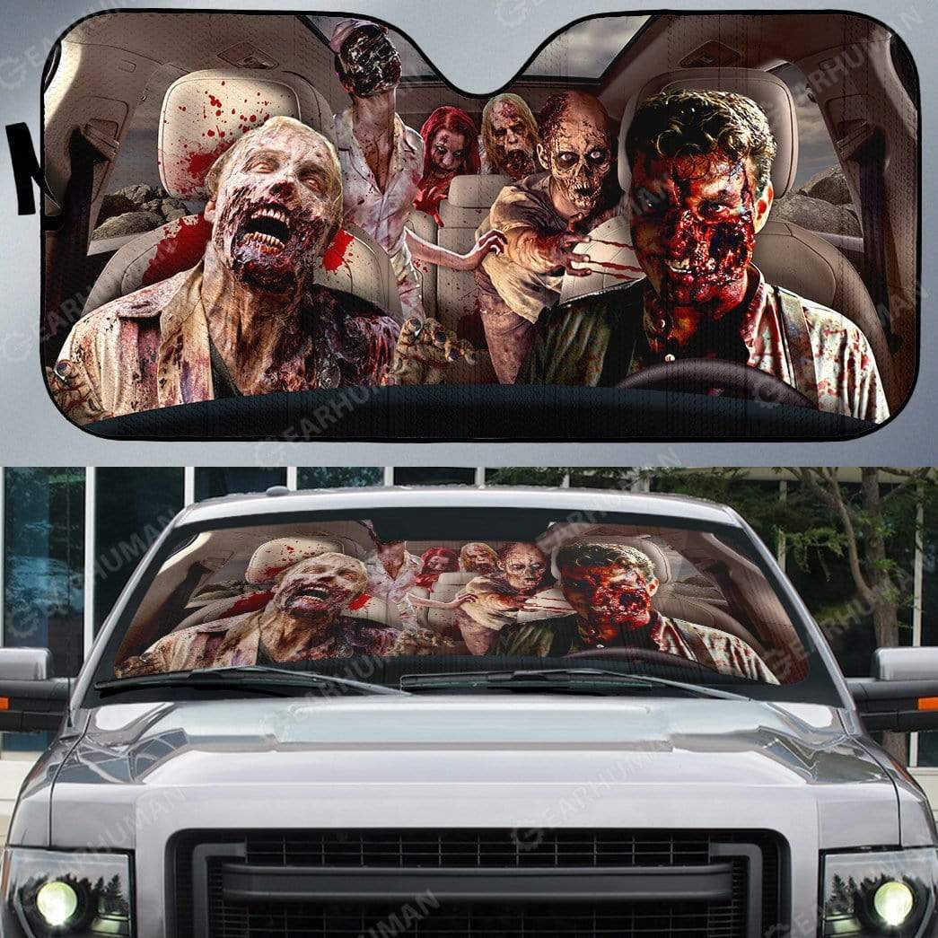 Zombie Car Sun Shade Scary Bloody Zombie In Car Windshield Sun Shade ...