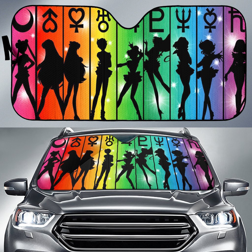 Sailor Moon Car Sun Shade Sailor Moon Team Silhouette Windshield Sun S ...