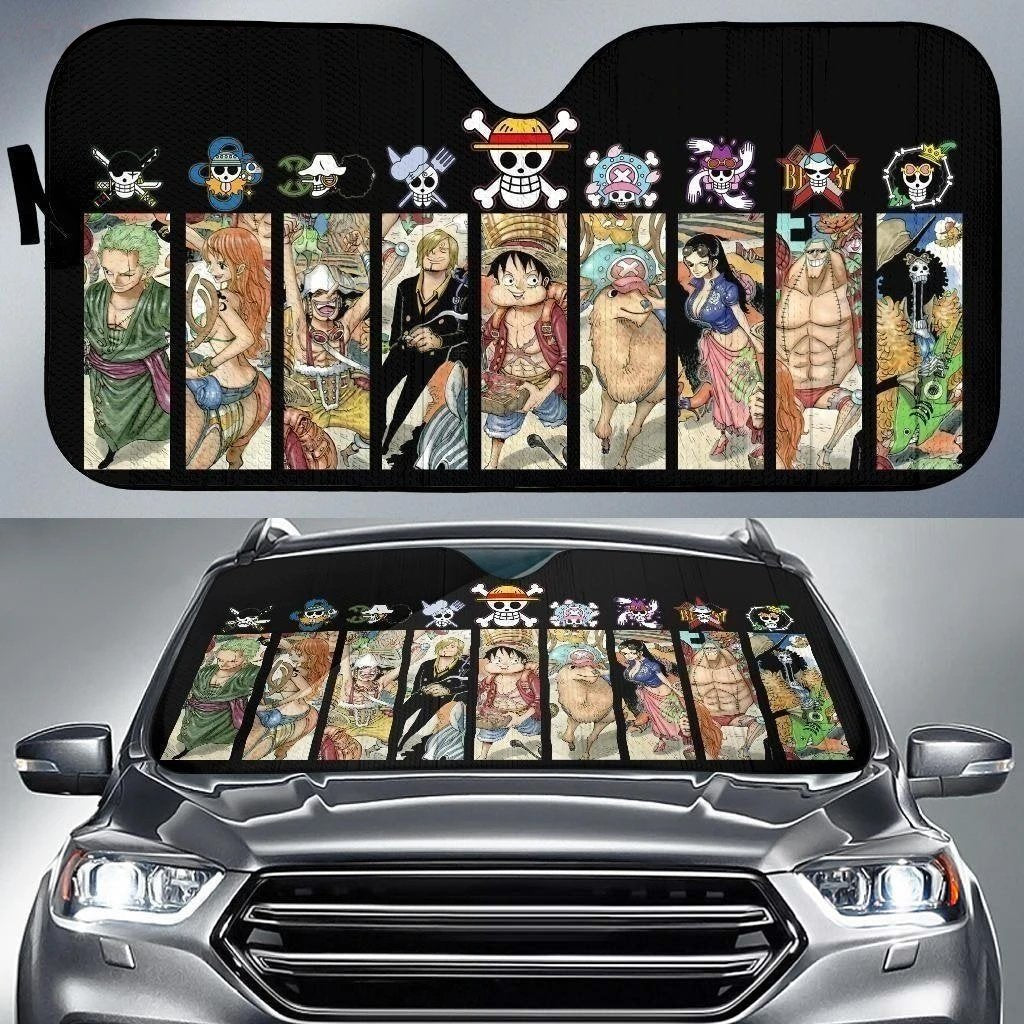One Piece Car Sun Shades One Piece Crew Symbols Windshield Sun Shade 2 ...