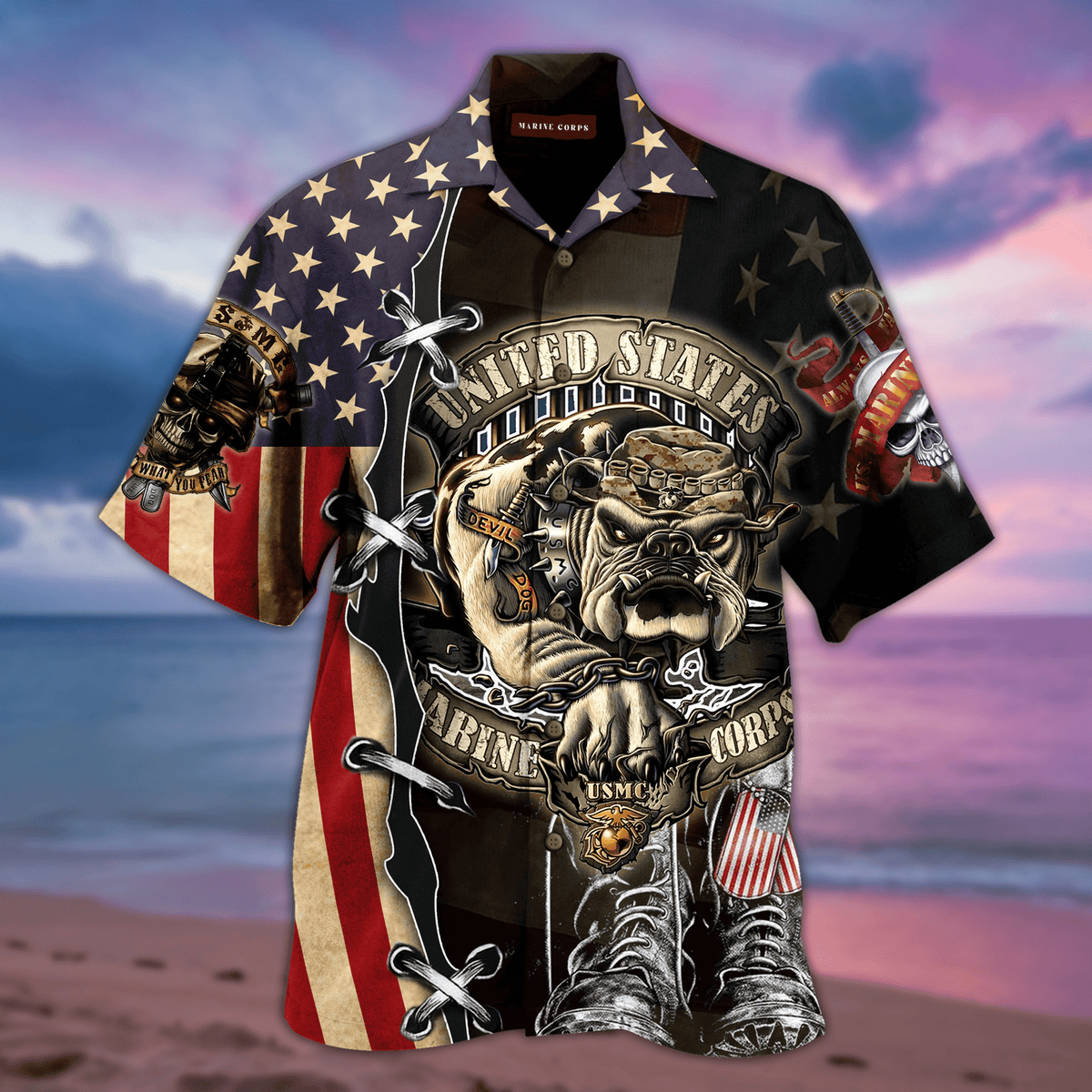 Veteran Hawaii Shirt Proud United States Marine Corps Bull Dog Hawaiia ...